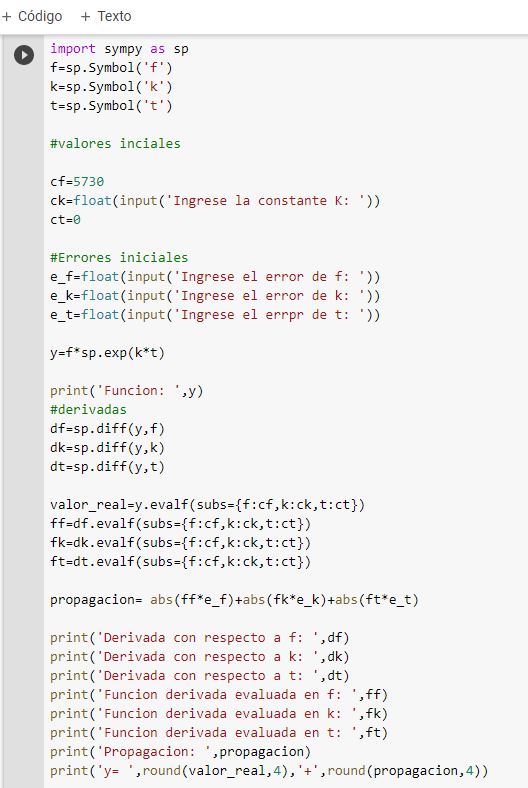 Propagacion de errores - Ejemplo31Thee